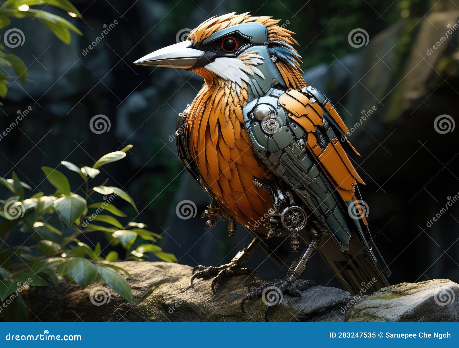 Ai Bird Cyborg in the Style of Baroque Sci-fi Stock Illustration ...