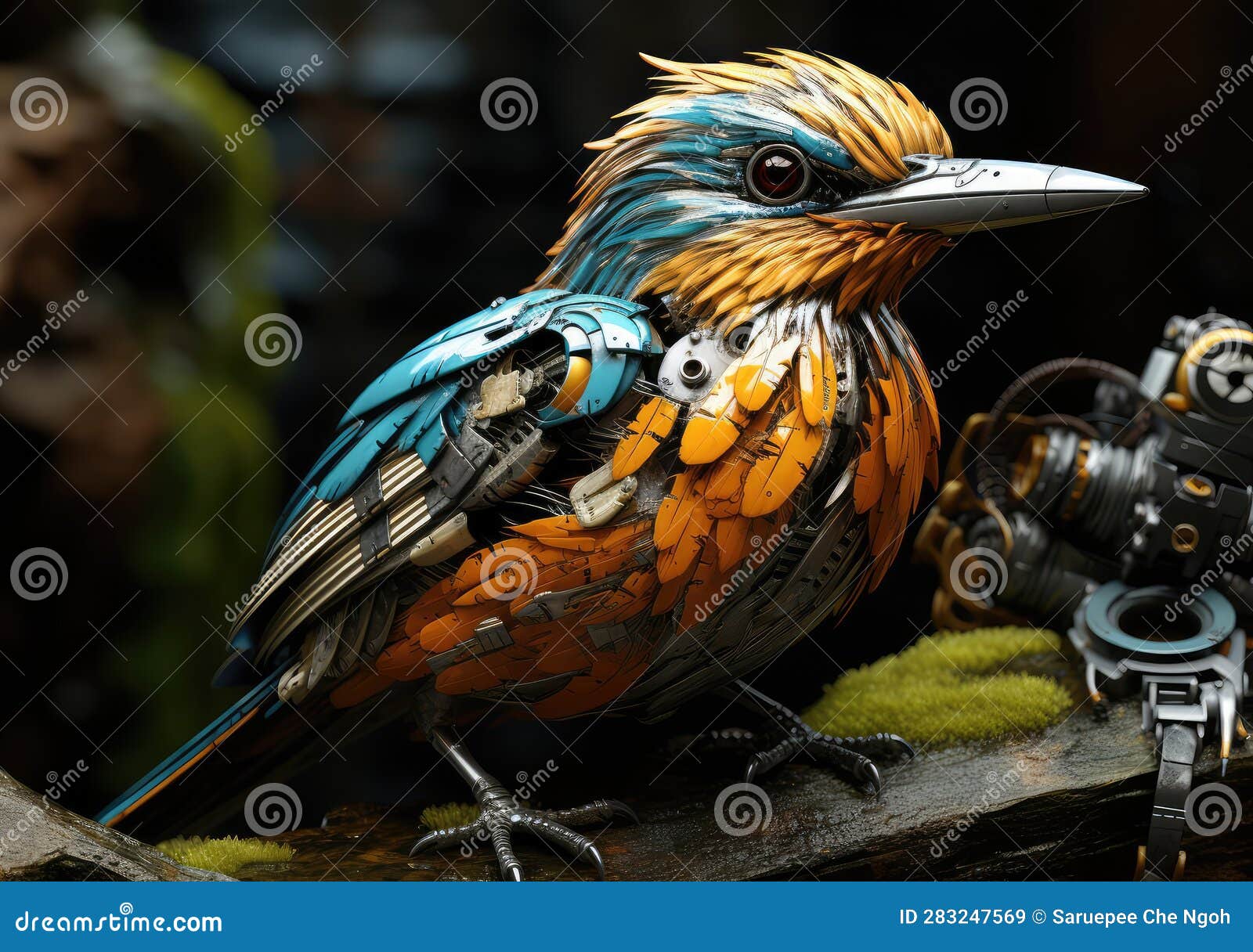 Ai Bird Cyborg in the Style of Baroque Sci-fi Stock Illustration ...
