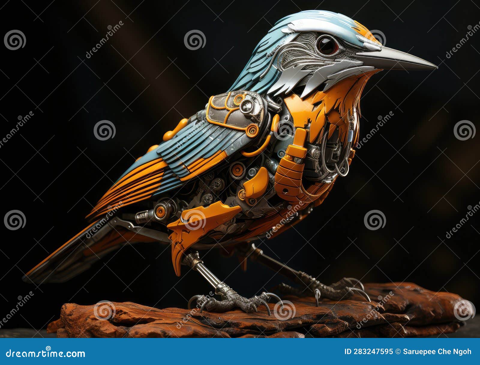 Ai Bird Cyborg in the Style of Baroque Sci-fi Stock Illustration ...