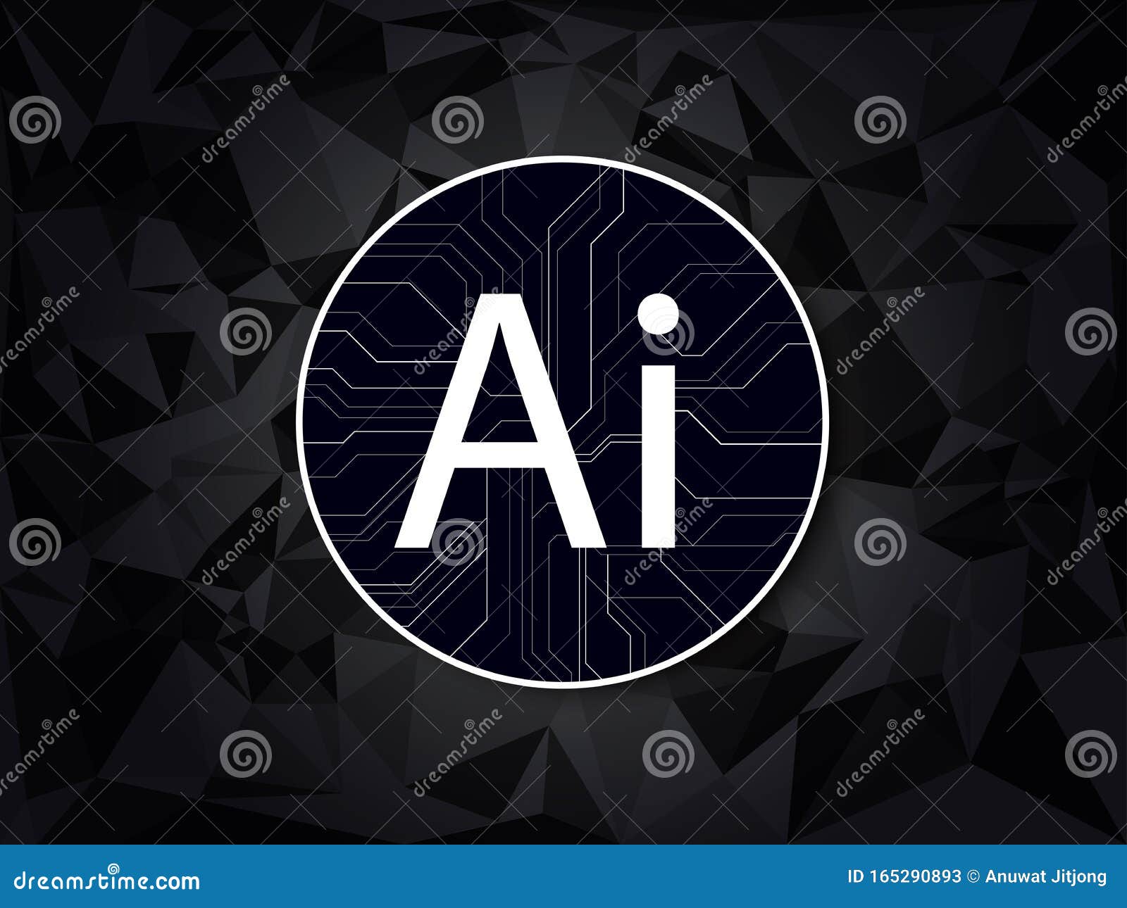 Ai on Black and Gray Polygon Background Stock Vector - Illustration of ...