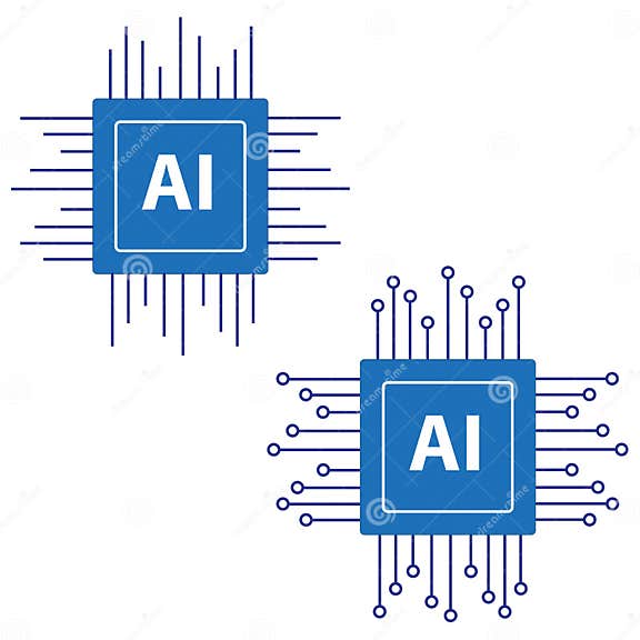 AI Blue Logos on a White Background with Copy Space Stock Vector ...