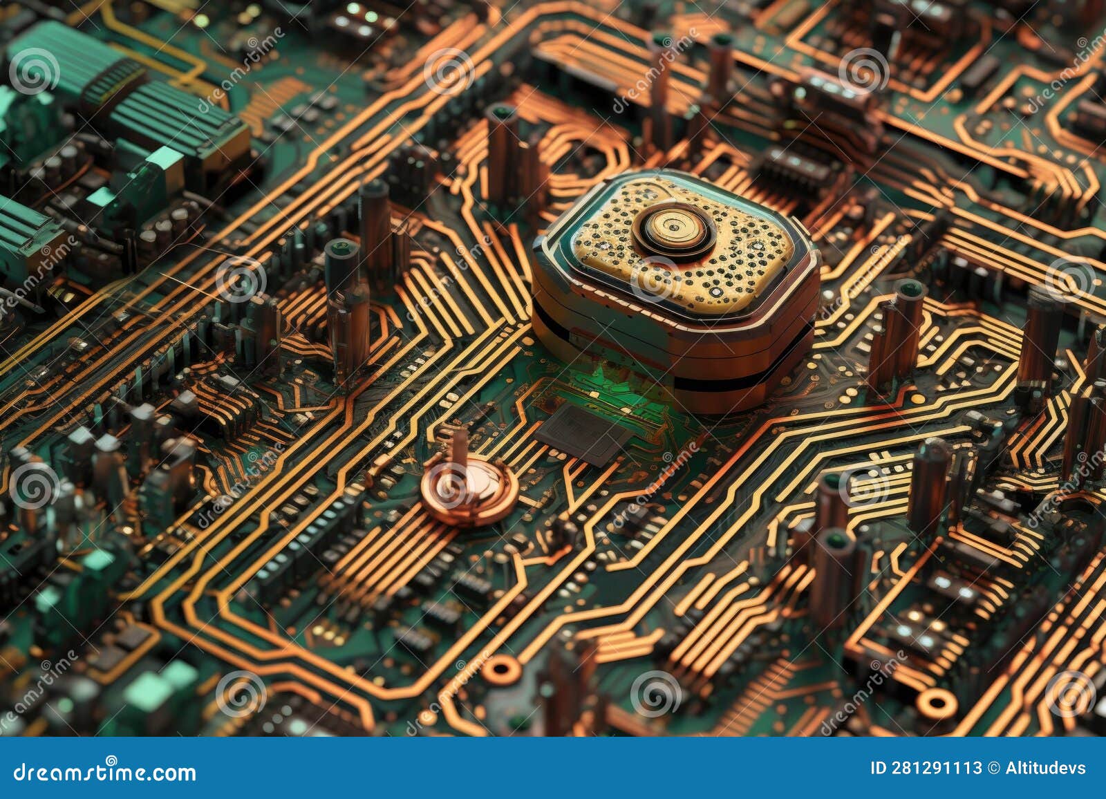 Ai Brain Circuit Board Close-up View Stock Illustration - Illustration ...