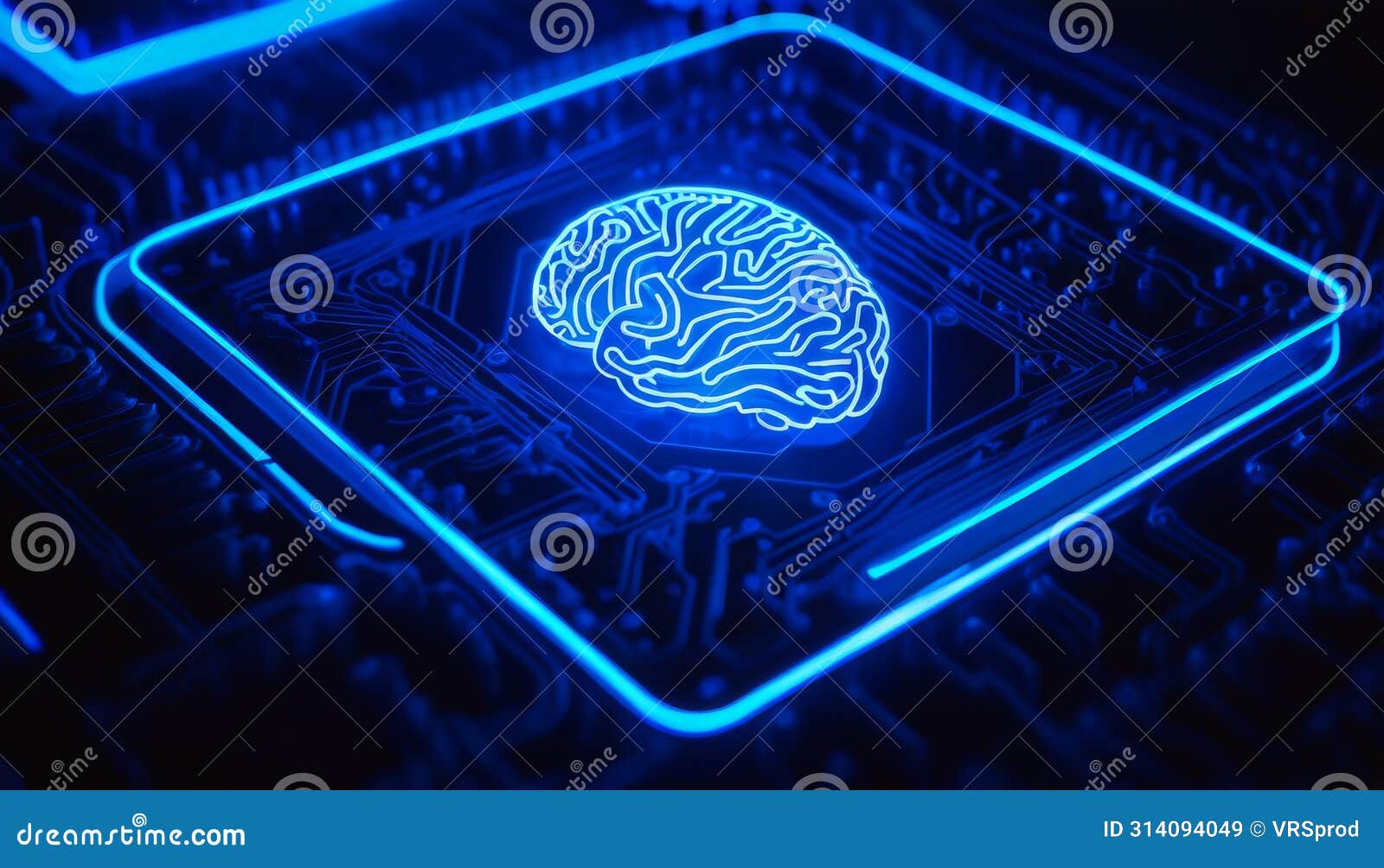 AI Brain Circuit Concept Art Stock Illustration - Illustration of brain ...