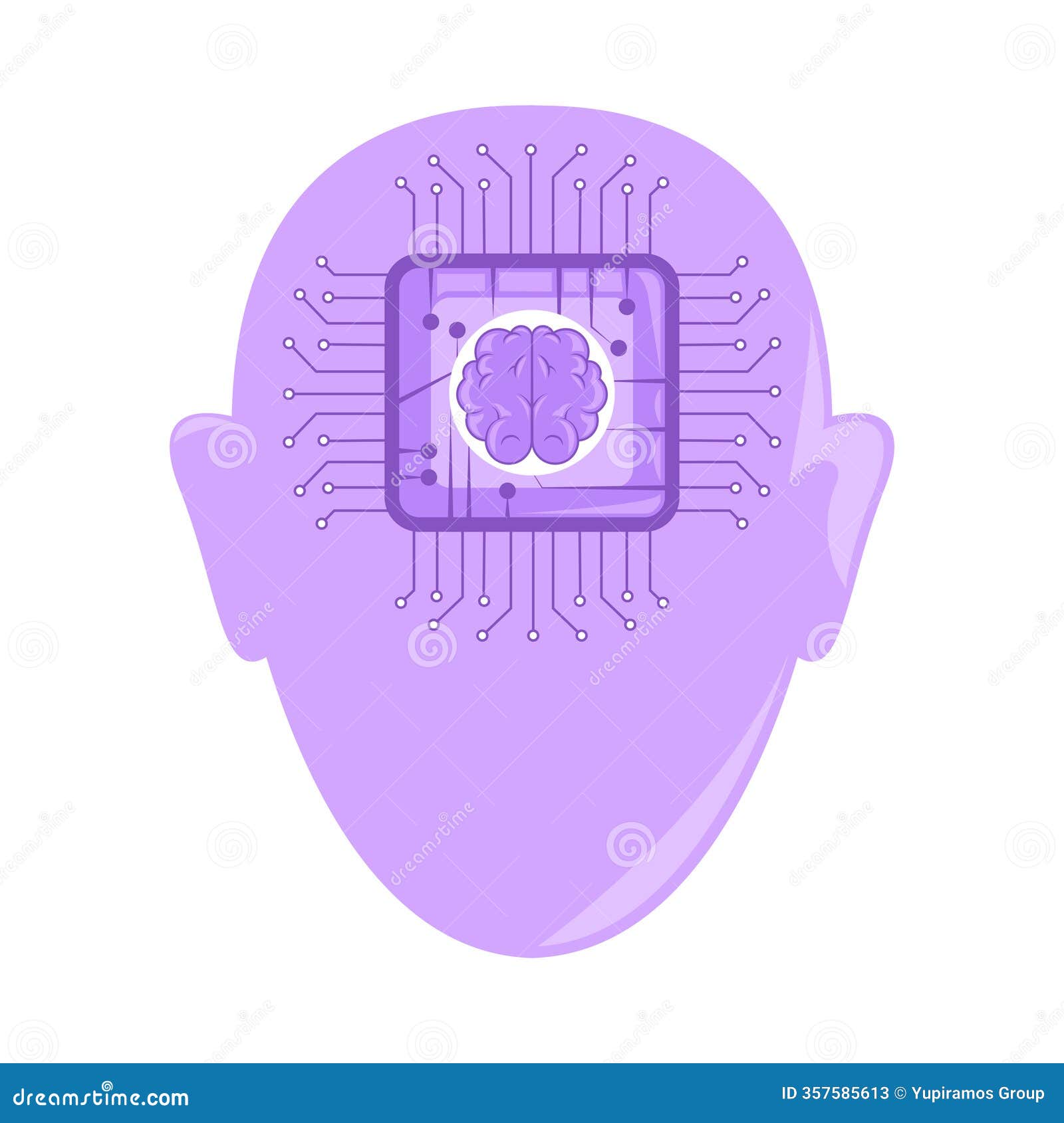 Brain With Circuit Board Texture. Cartoon Vector | CartoonDealer.com ...