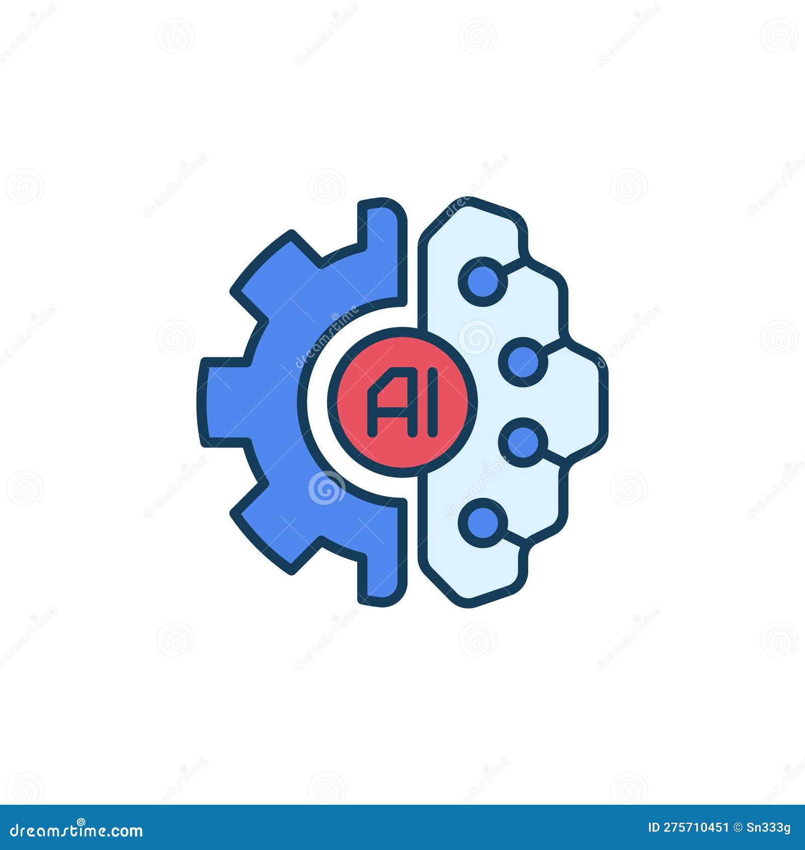 AI Brain with Cog Wheel Vector Artificial Intelligence Concept Colored ...