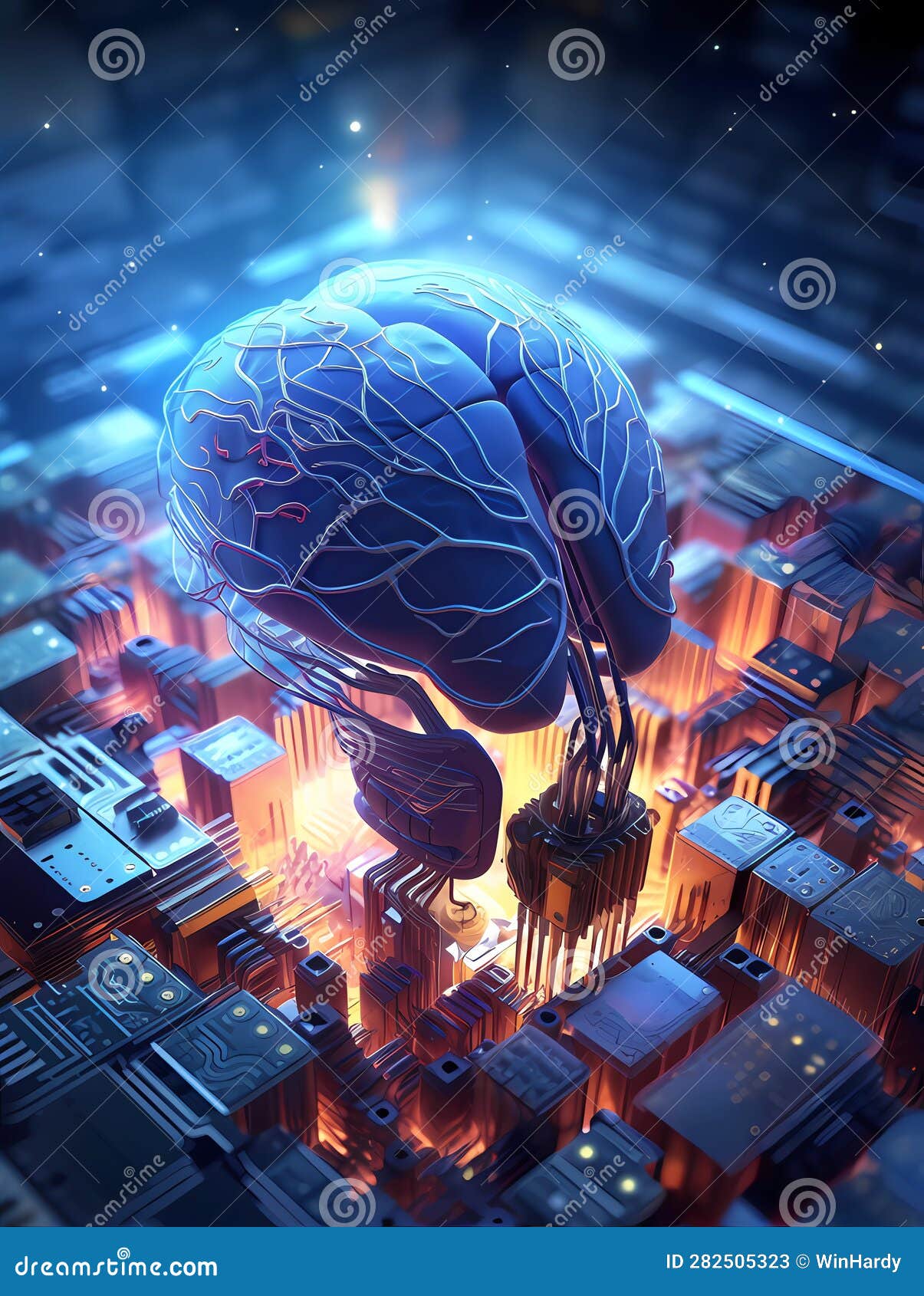 AI and Brain-Computer Interfaces. AI Generated Stock Illustration ...