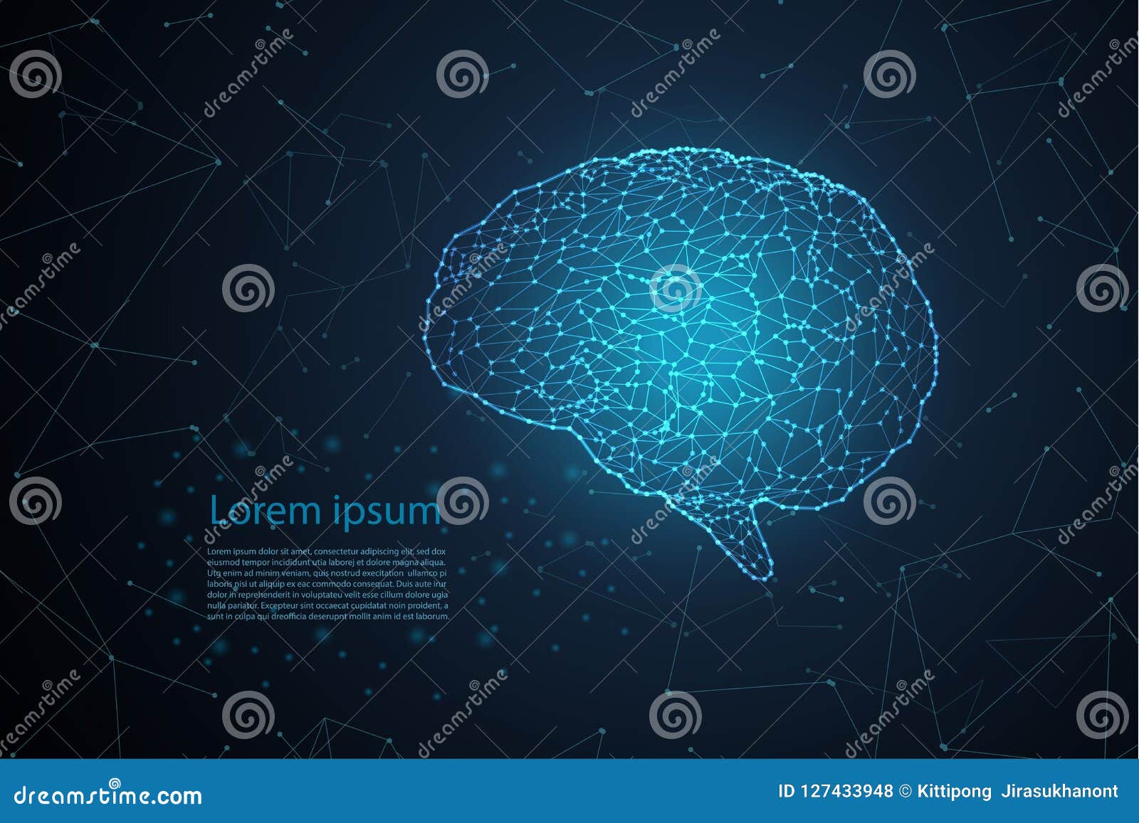 AI polygon brain stock illustration. Illustration of futuristic - 127433948