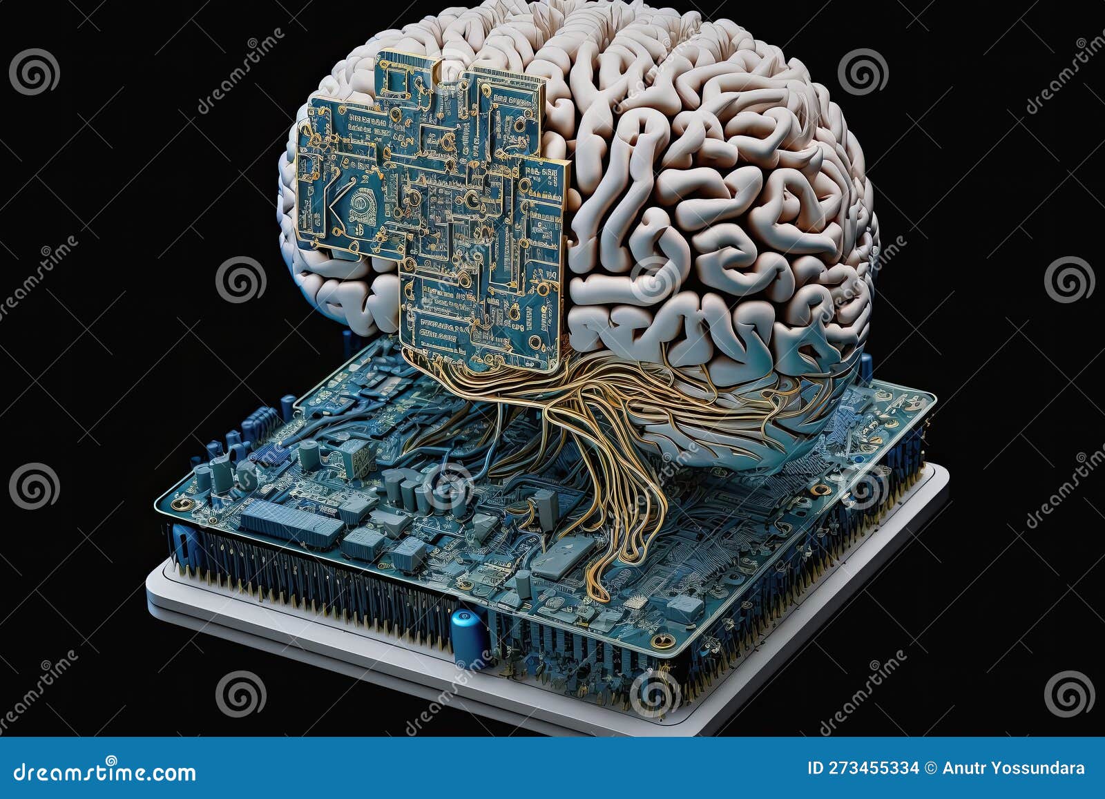 Ai Brain on an Electronic Board for Computer Intelligence Concept ...