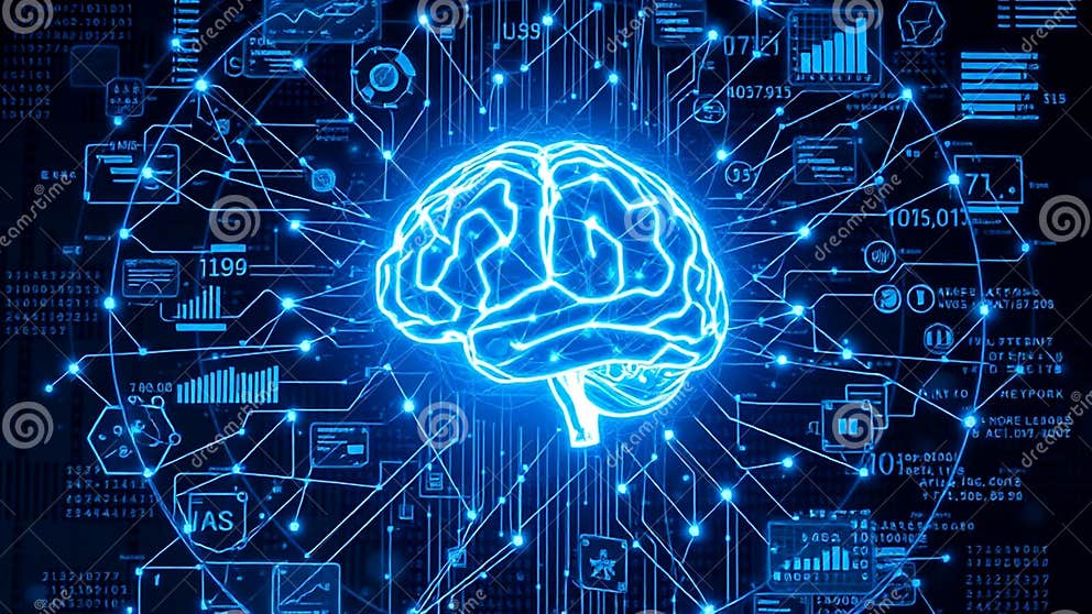 AI Brain Interface Illuminated Neural Networks and Dynamic Data Web ...