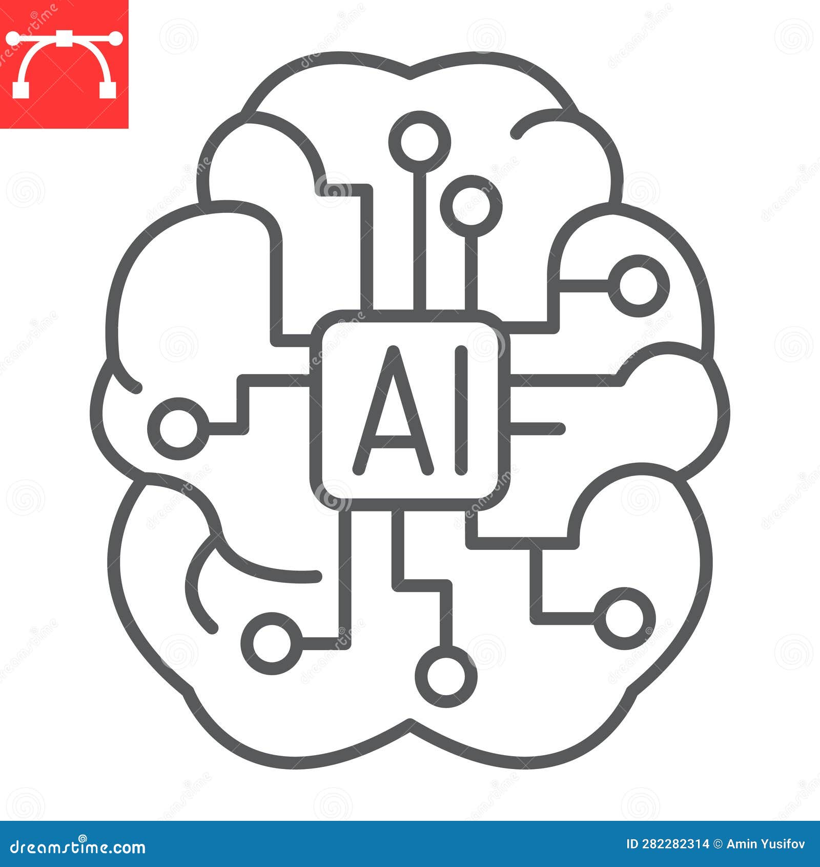 AI brain line icon stock vector. Illustration of editable - 282282314