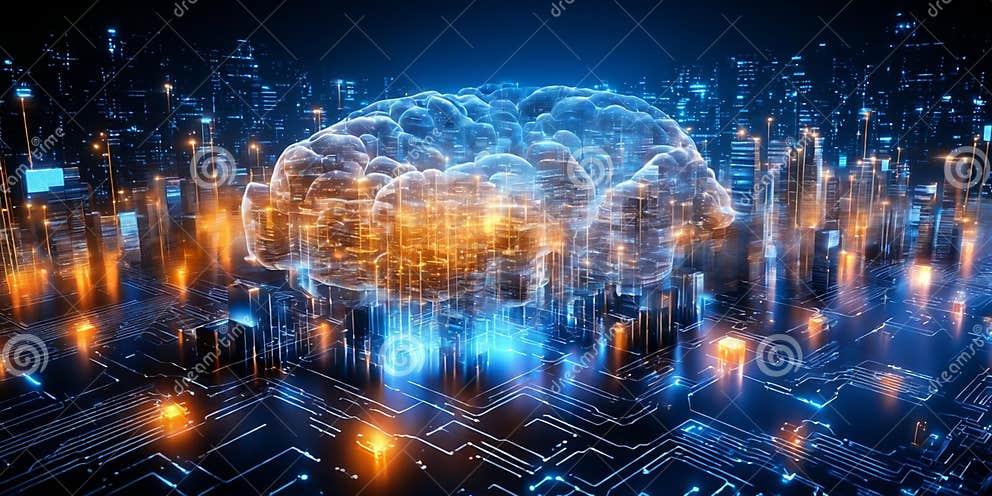 Neural Synthesis: AI As the Industry Cortex Stock Illustration ...