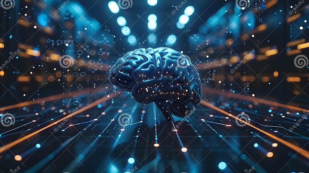 AI Brain Synthesizing Personalized Data Streams. Concept Artificial ...