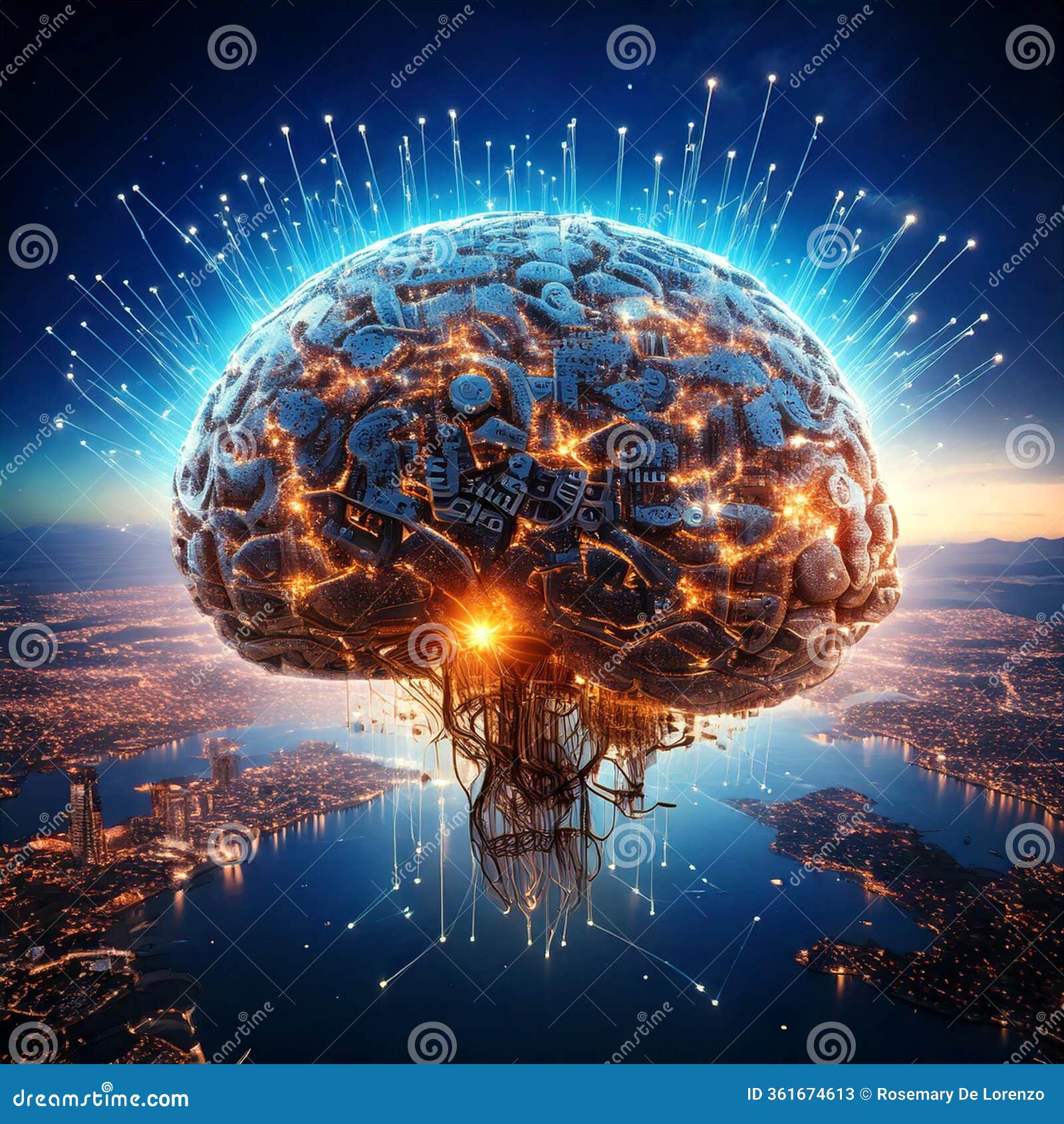 AI Brain Tree of Knowledge – Futuristic Neural Network with Glowing ...