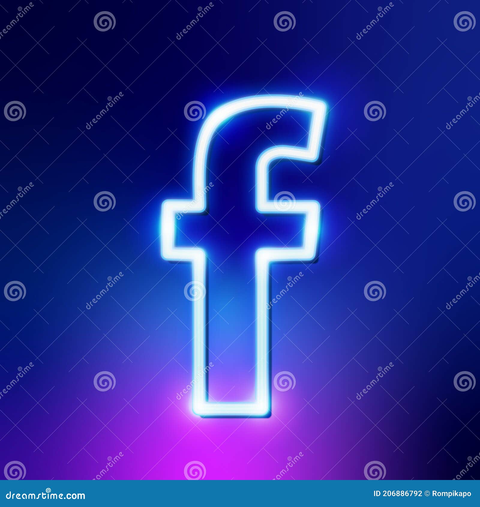 NEON Light Facebook Store Editorial Social Media Icon Vector ...