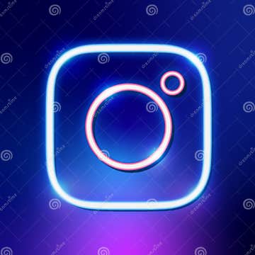 NEON Light Instagram Editorial Social Media Icon Vector Illustration ...