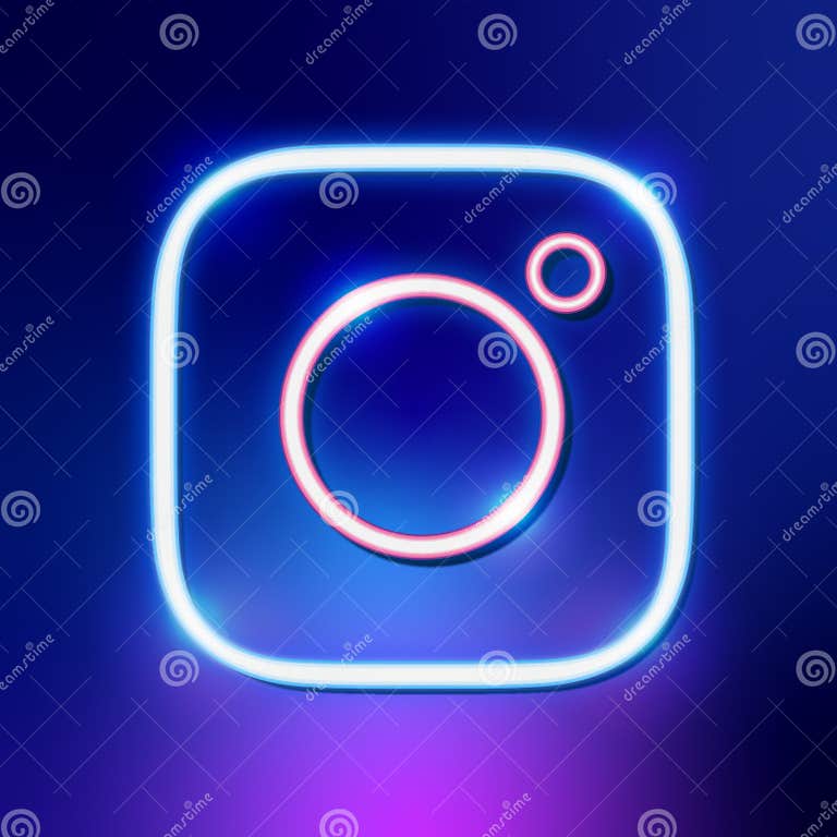 NEON Light Instagram Editorial Social Media Icon Vector Illustration ...