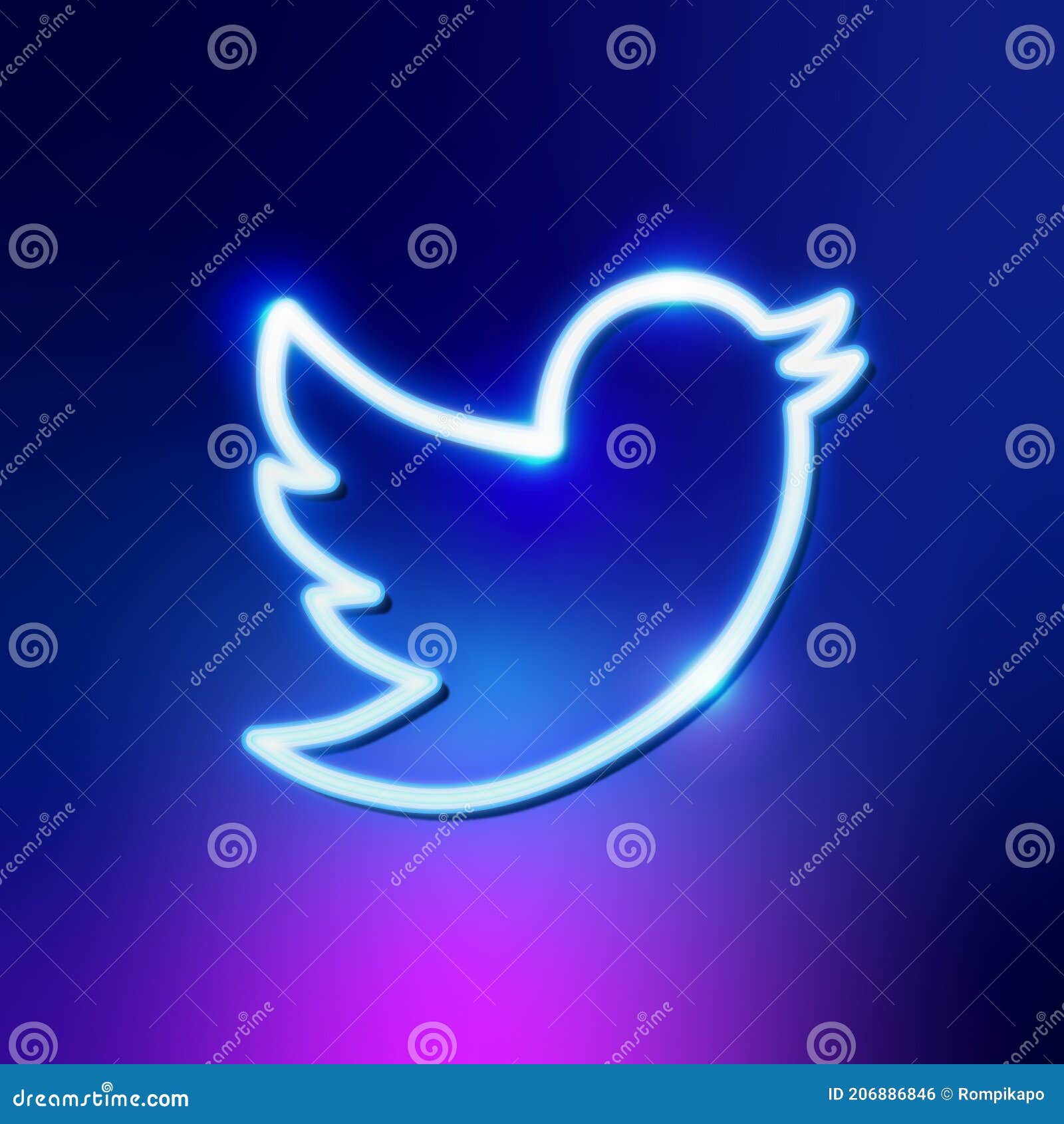 NEON Light Twitter Bird Editorial Social Media Icon Vector Illustration ...