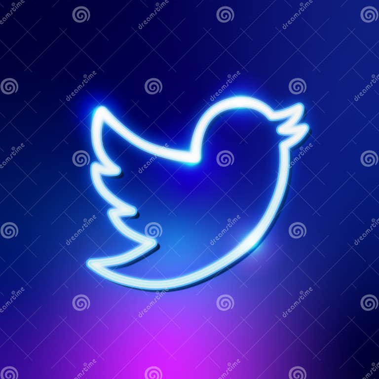 NEON Light Twitter Bird Editorial Social Media Icon Vector Illustration ...