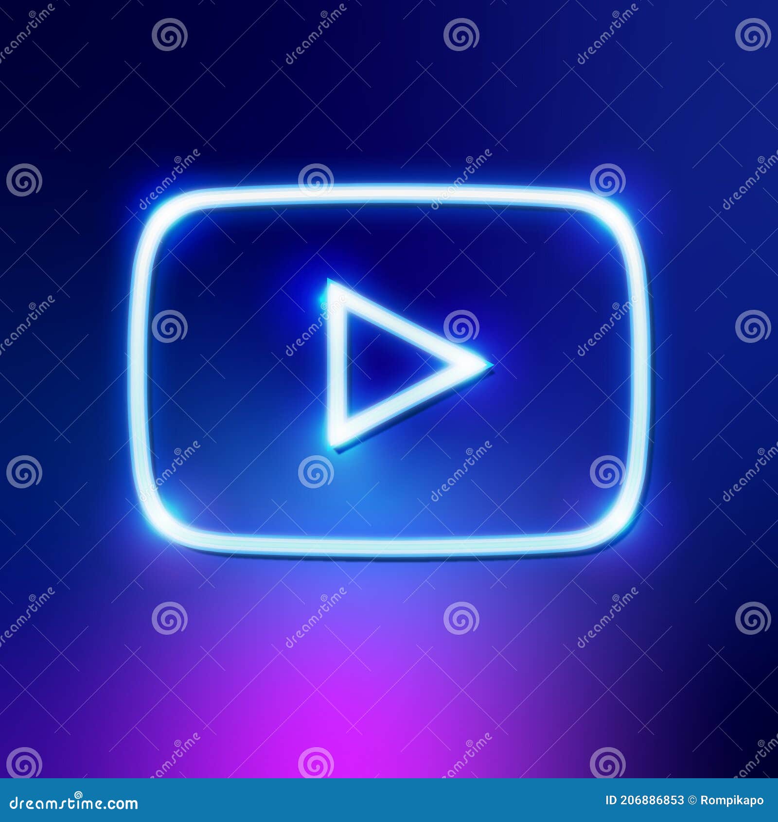 NEON Light YouTube Editorial Socialmedia Vector Icon Editorial Stock ...