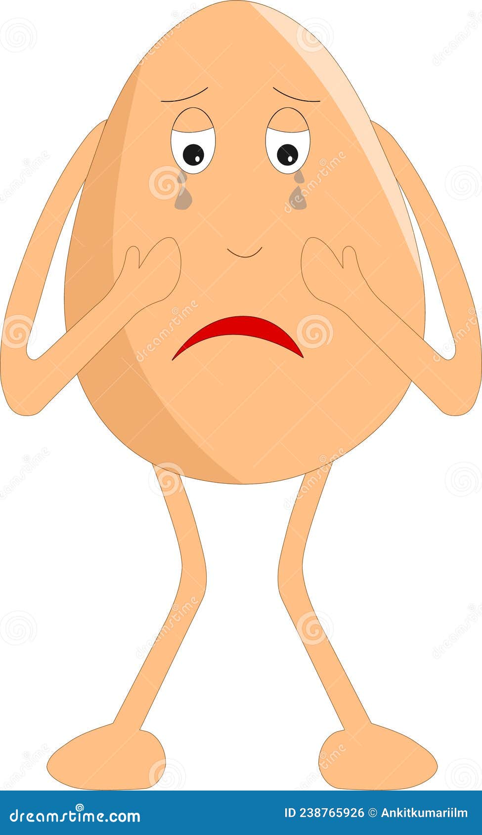 Cute Scared Egg Standing and Weeping Vector Illustration Cartoon ...