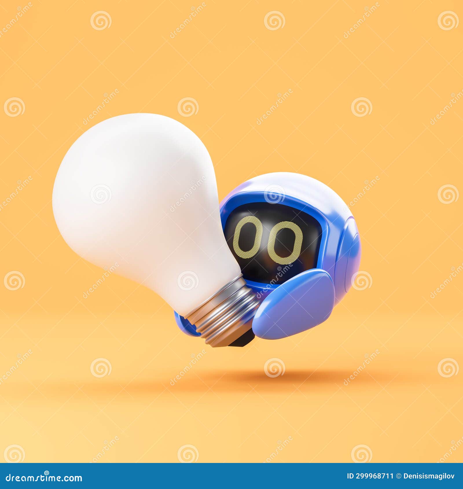 AI Chat Bot Holding Light Bulb Stock Illustration - Illustration of ...