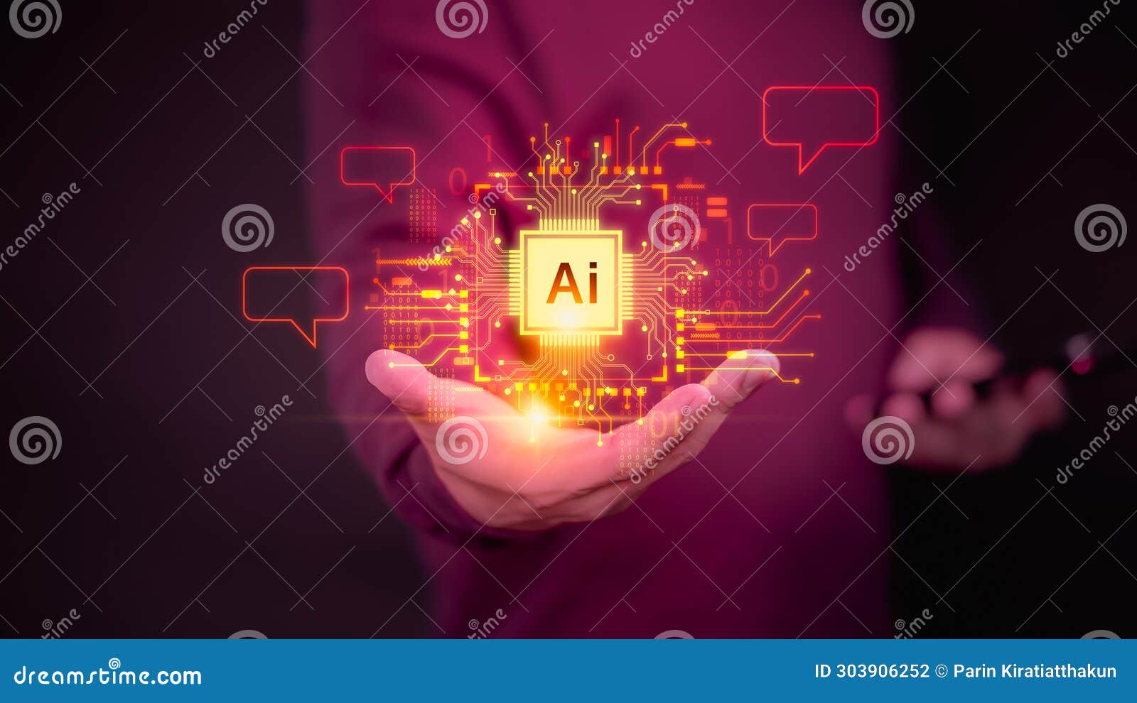 Ai Chat Technology, User Hand Show Virtual Screen with Ai Graphic for ...