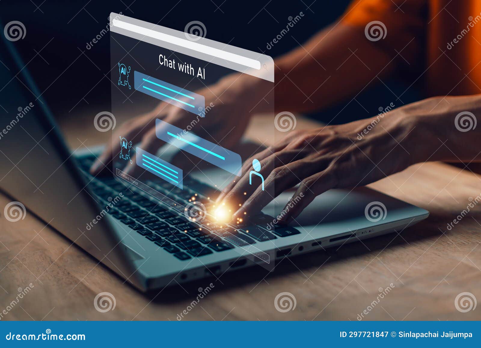 AI Chatbot. Businessman Using Computer with Artificial Intelligence ...