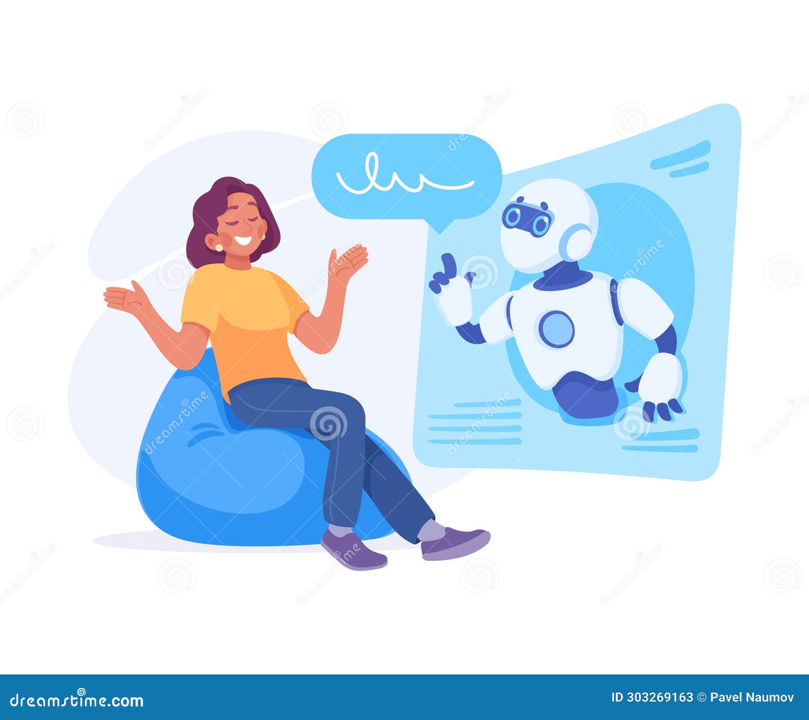 Ai Chatbot Communication with Woman at Screen Vector Illustration Stock ... Ai Chatbot Communication with Woman at Screen Vector Illustration Stock ...
