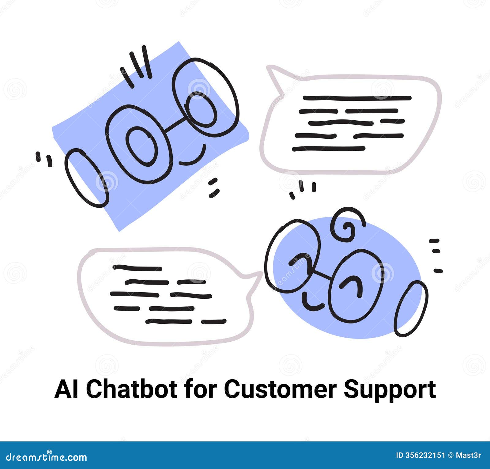 AI Chatbot Customer Support Concept with Smiling Faces and Speech ...