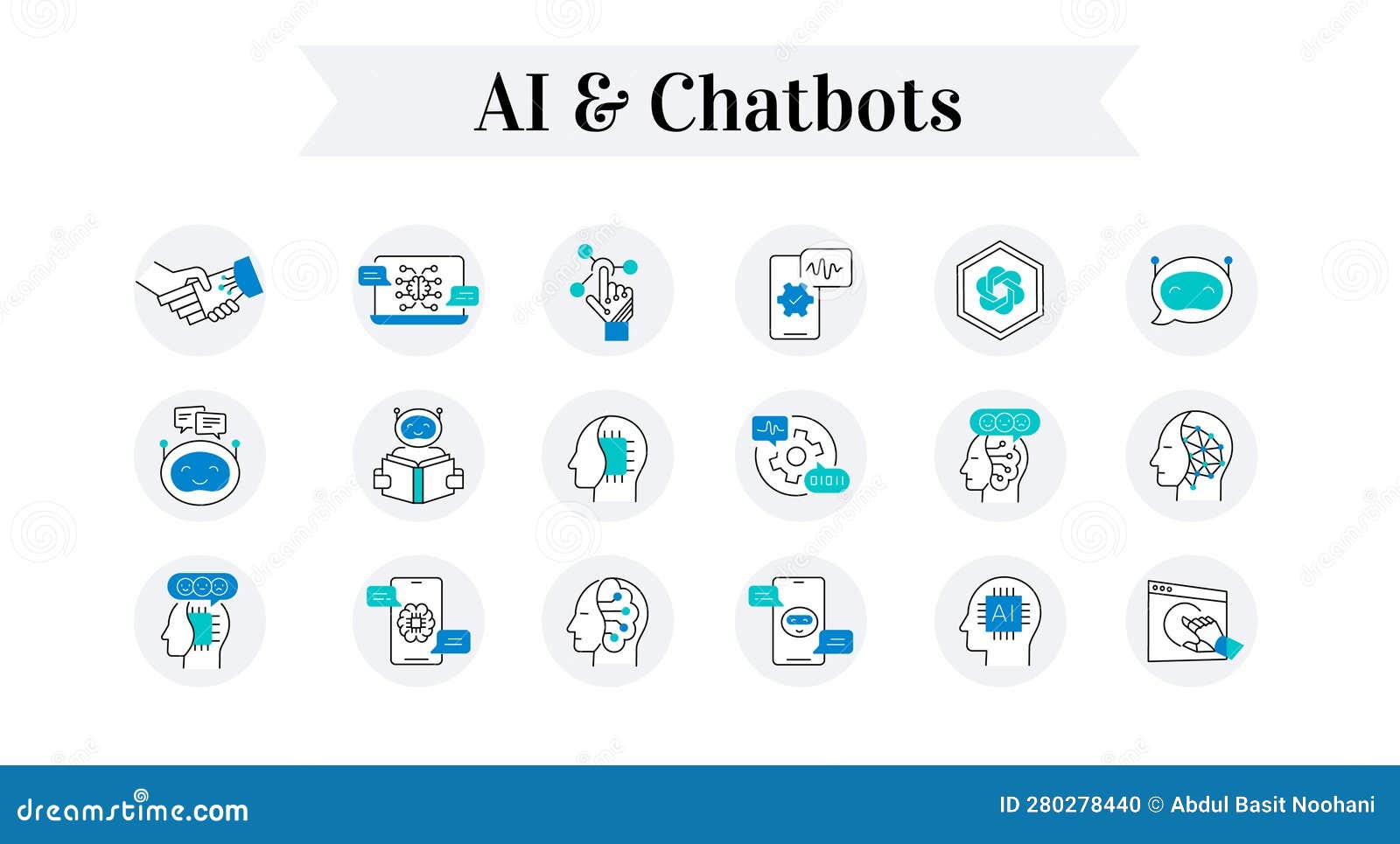 AI and Chatbot Icon Set for Digital Transformation. AI and Chatbot ...