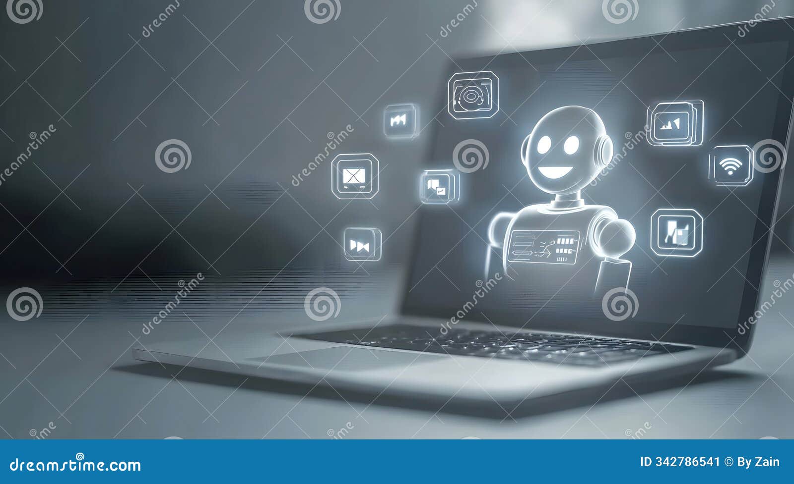 AI Chatbot Interface on Laptop Screen Artificial Intelligence and ...