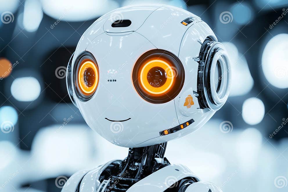 AI Chatbot Interface with Sleek Robot Character and Speech Bubbles on a ...