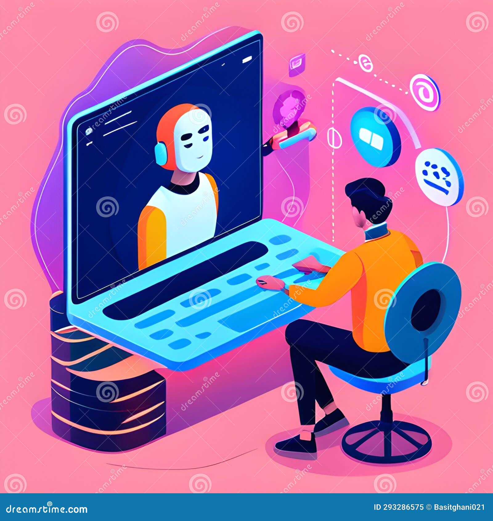 Ai Chatbots Working and Chatting on Computer, Generative Ai Stock ...