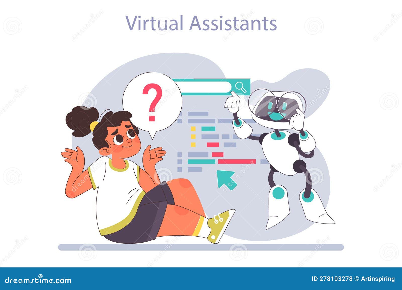 AI in Children Education. Little School Girl Gaining Knowledge with ...