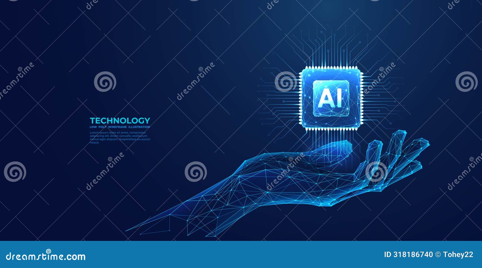 AI Chip in Abstract Digital Hand. Artificial Intelligence Concept Stock ...