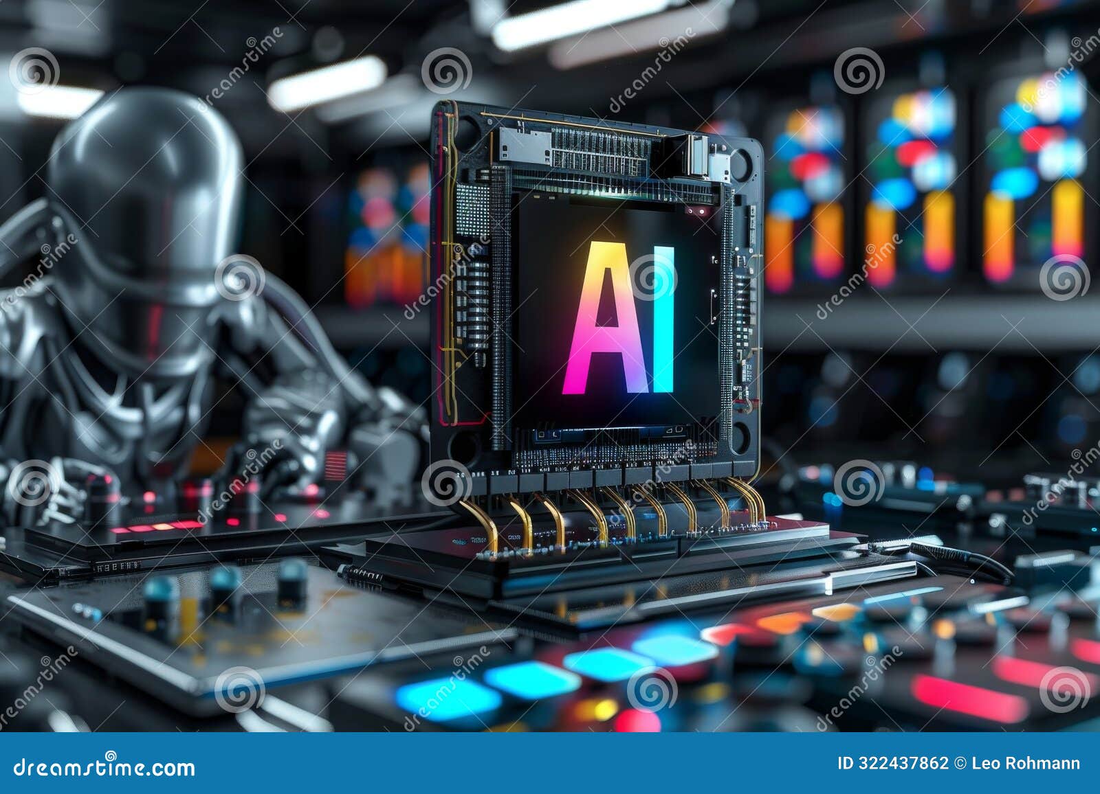 AI Chip on Modern Motherboard, Advanced Technology, Artificial ...