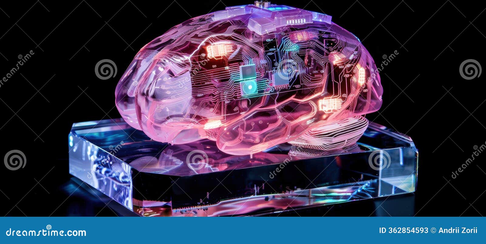AI Chip and Transparent Brain Model Highlighting Machine Learning ...