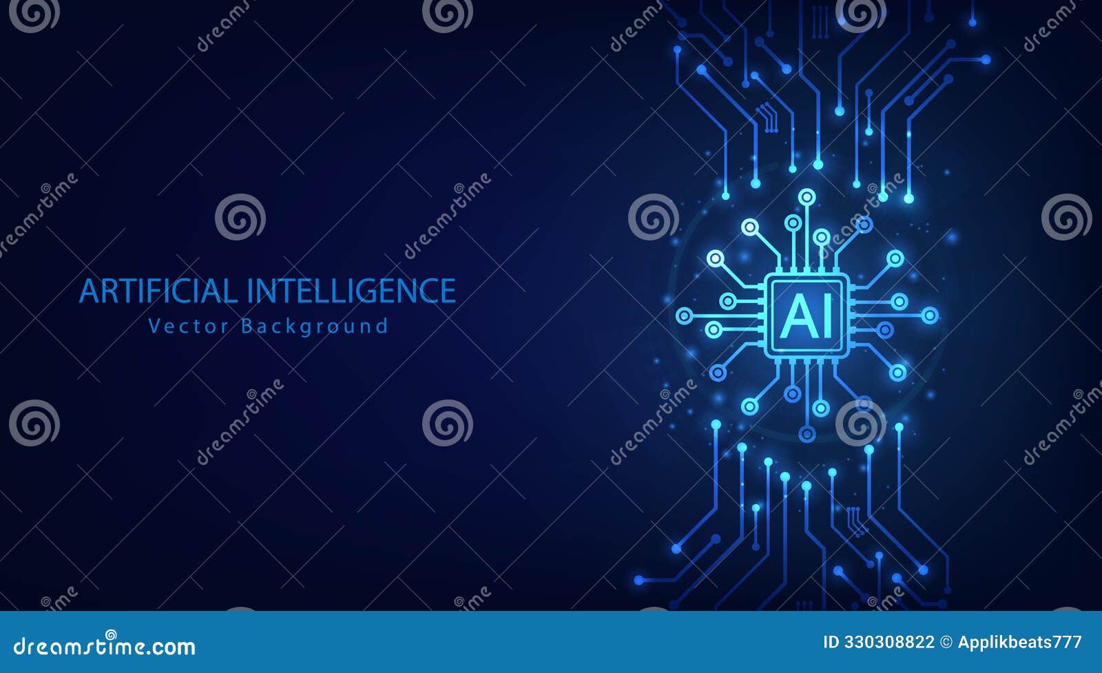 AI Chipset on Circuit Board. Artificial Intelligence Abstract Background. Futuristic Technology ...