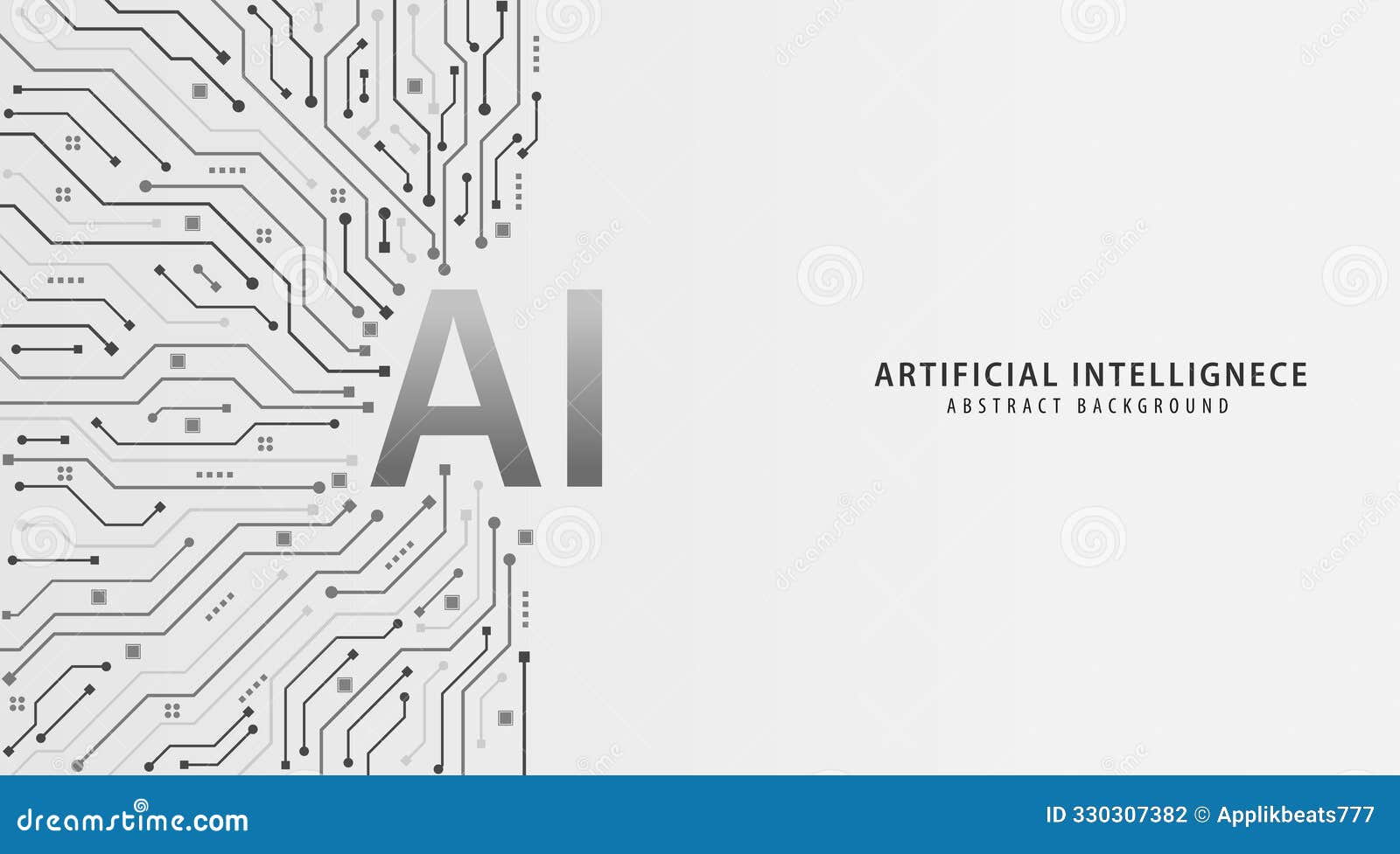 AI Chipset on Circuit Board. Artificial Intelligence Abstract Black and ...