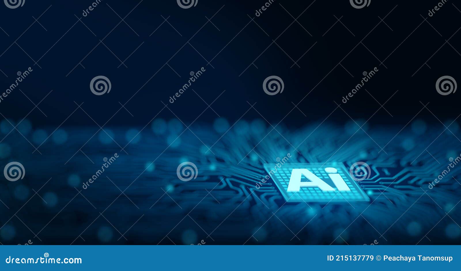 Ai Chipset On Computer Circuit Board Ai Cpu Concept 3d Rendering