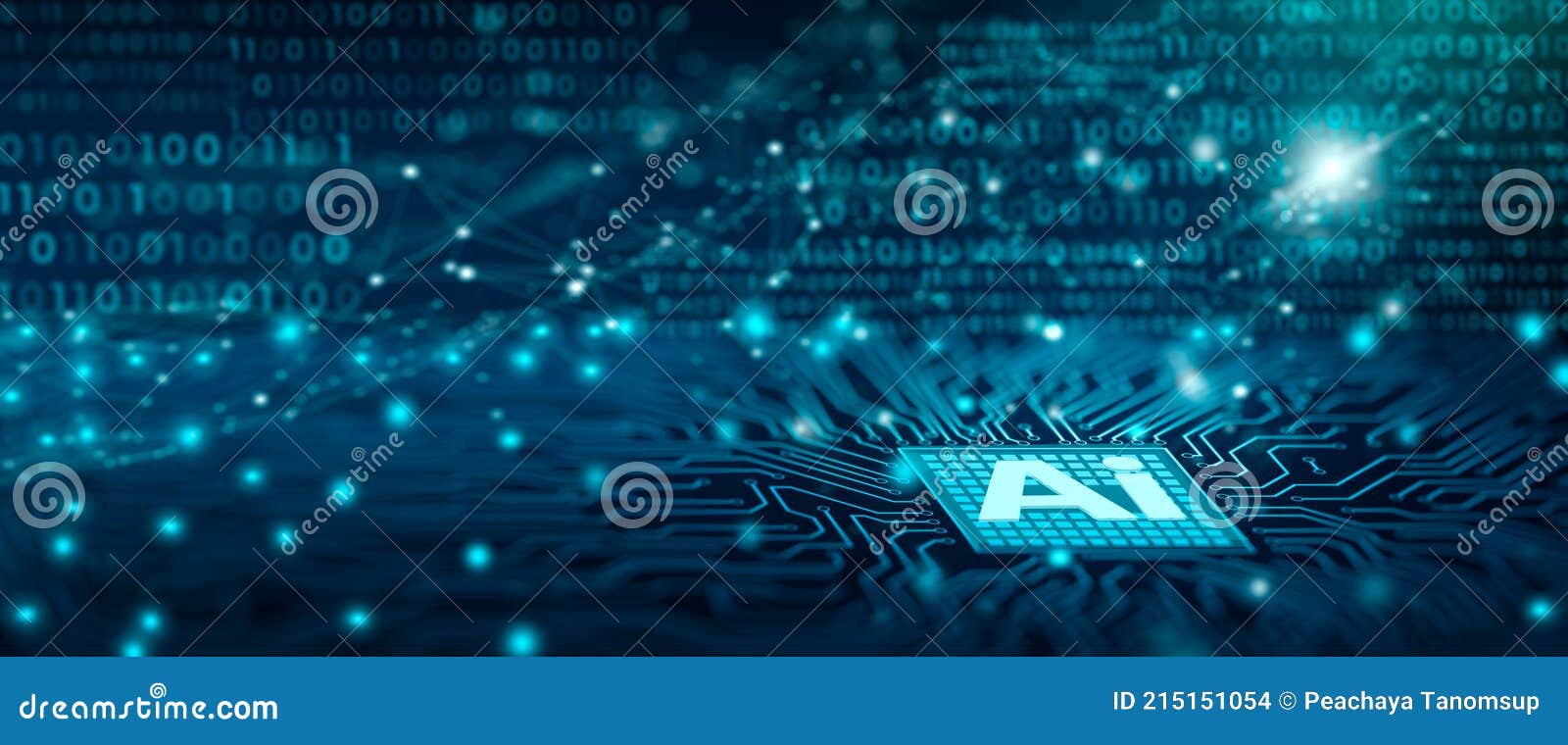 Ai Chipset on Computer Circuit Board. Ai CPU Concept. 3D Rendering ...