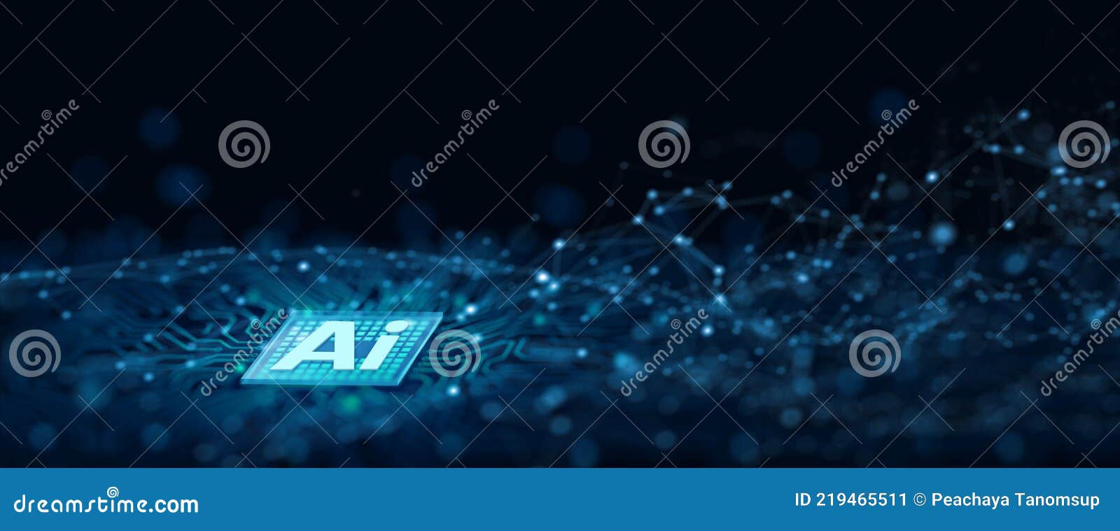 Ai Chipset on Computer Circuit Board. Ai CPU Concept. 3D Rendering ...