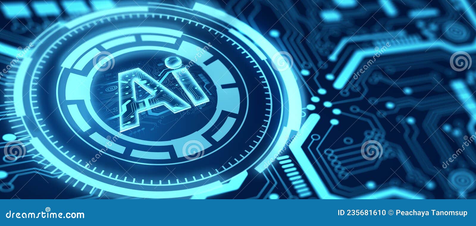 Ai Chipset on Computer Circuit Board. Ai CPU Concept. 3D Rendering ...