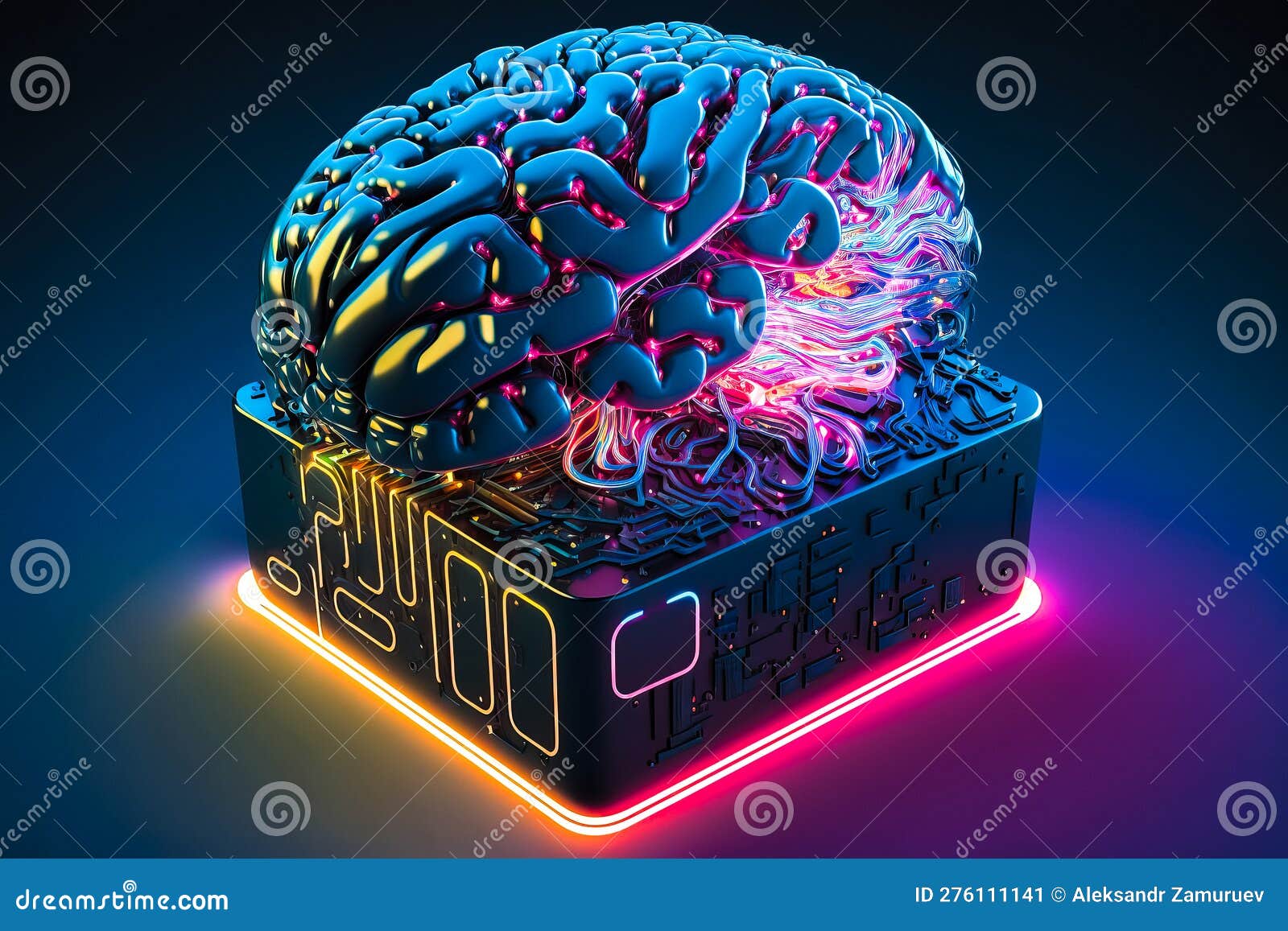 Ai Chipset with Human Brain on Computer Circuit Board. Artificial ...