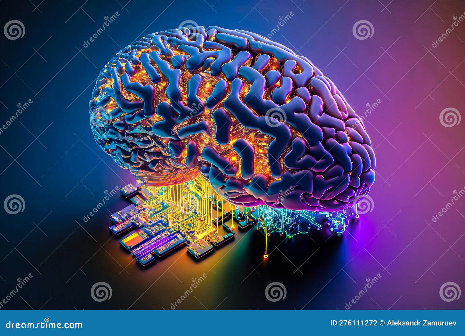 Ai Chipset with Human Brain on Computer Circuit Board. Artificial ...