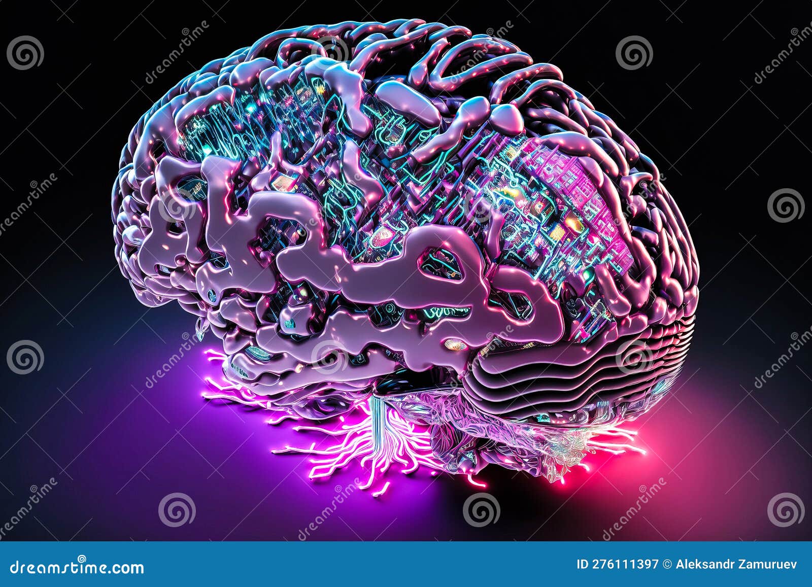 Ai Chipset with Human Brain on Computer Circuit Board. Artificial ...
