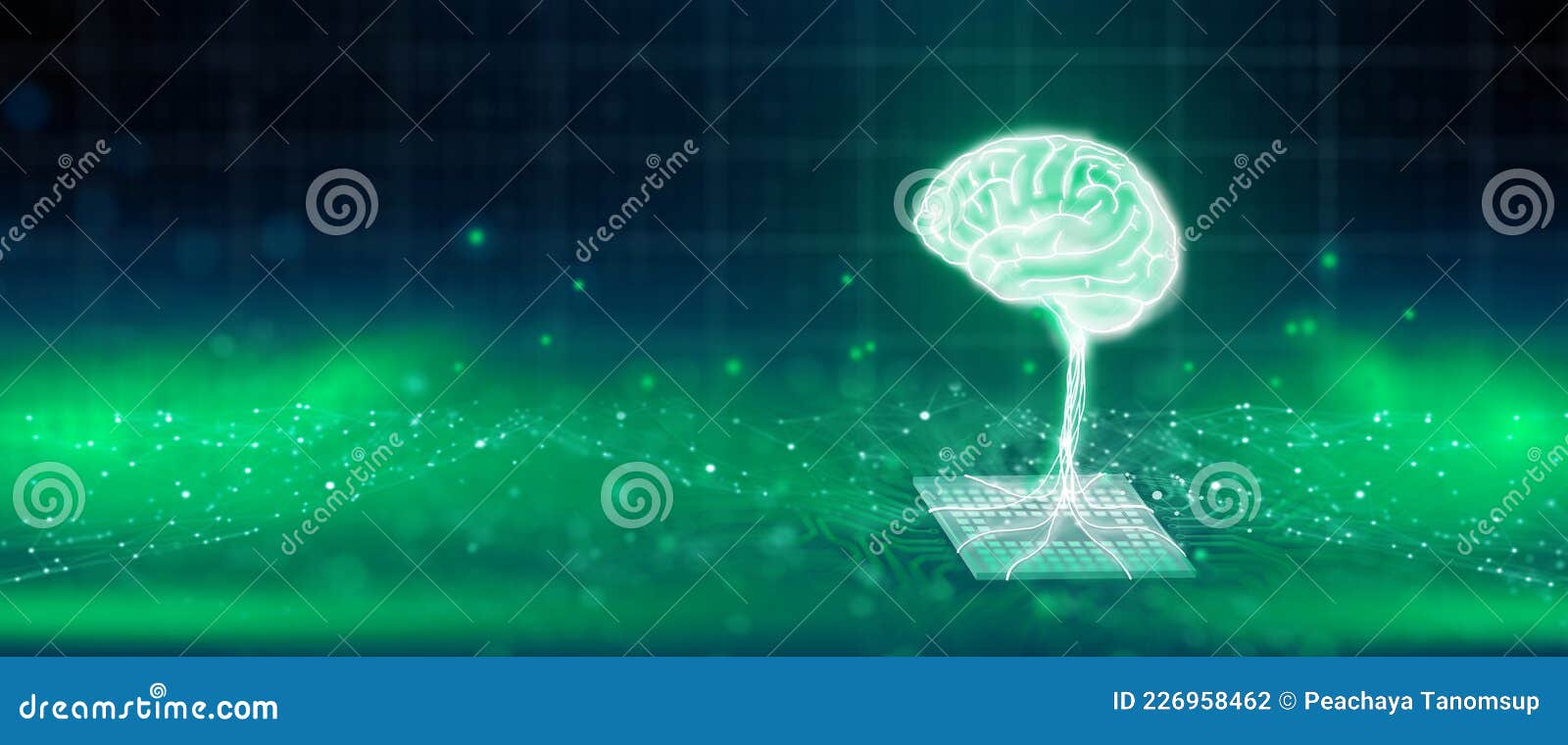 Ai Chipset with Human Brain on Computer Circuit Board. Ai CPU Concept ...