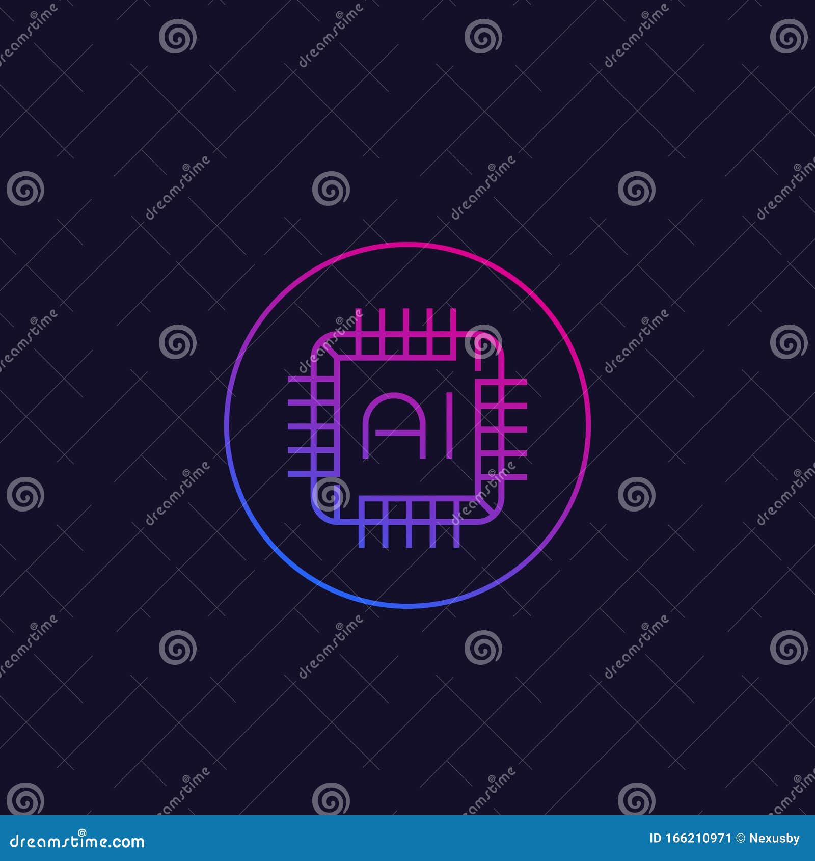 AI chipset, line icon stock vector. Illustration of cybernetic - 166210971