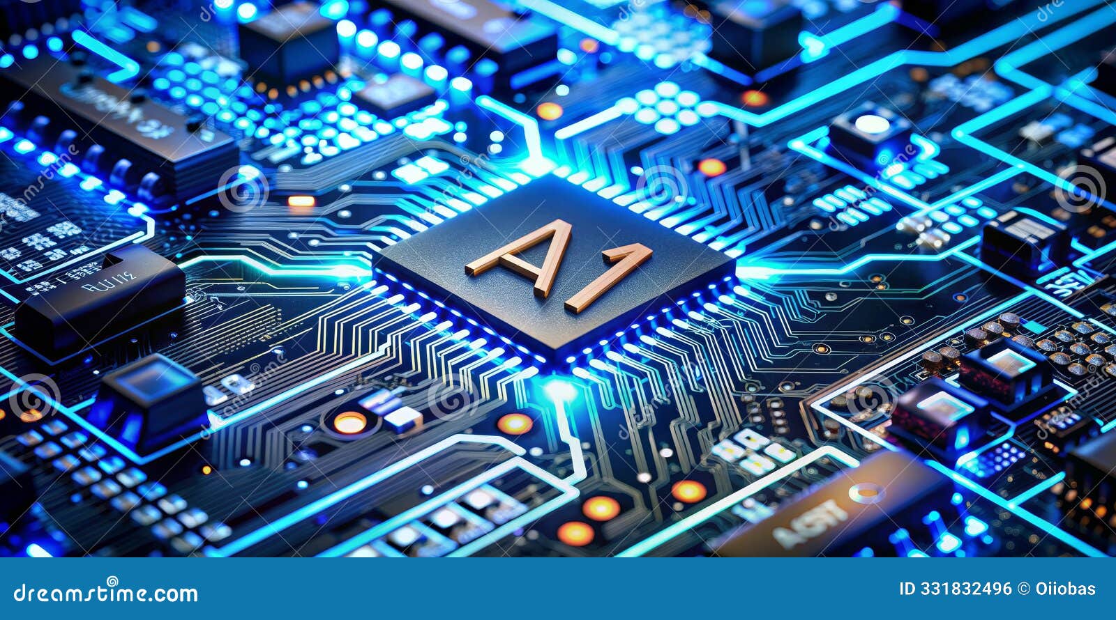 3d Render Of A Circuitry Or Network Of Computer Processing Power Stock ...
