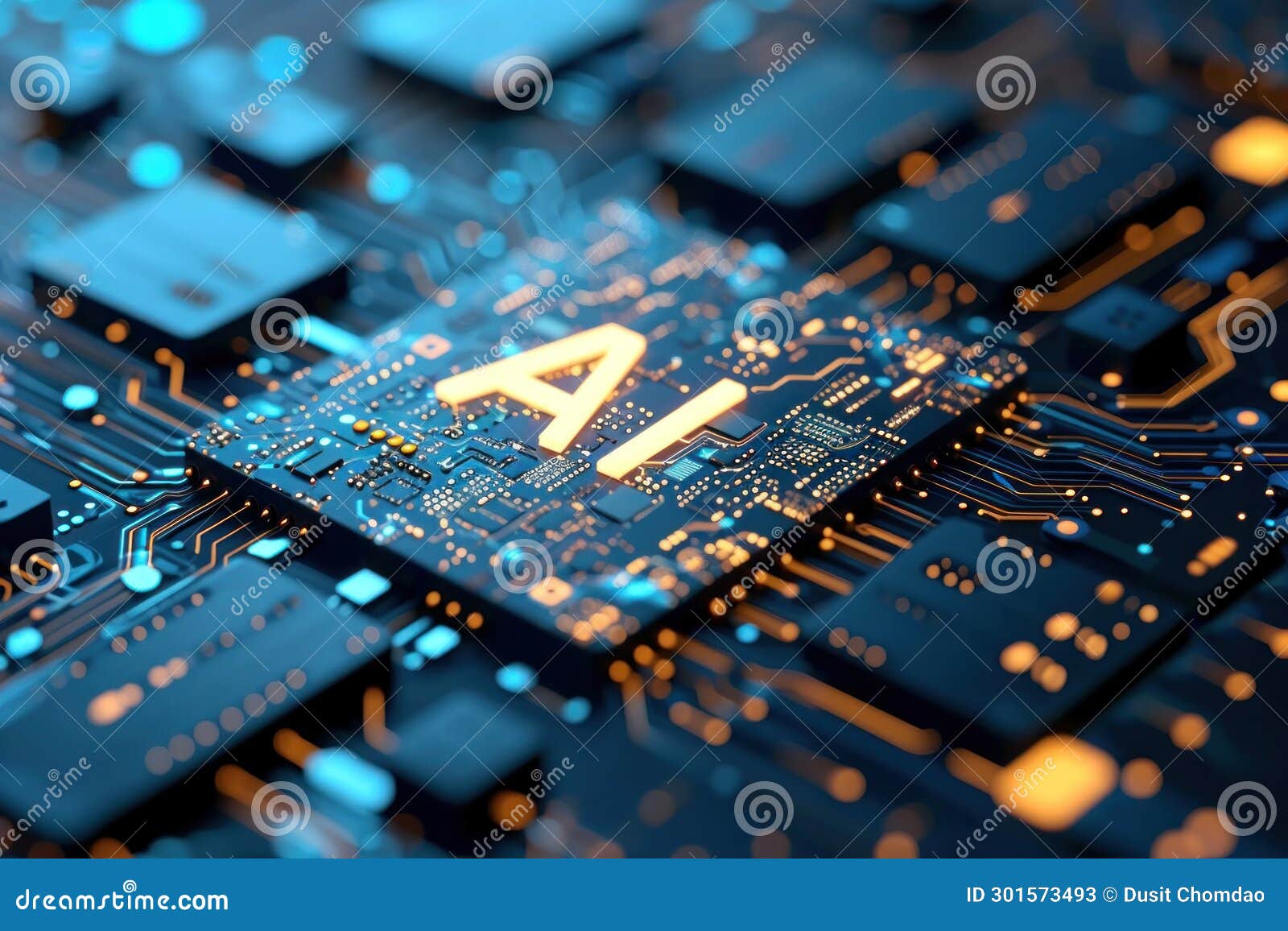 AI Circuit Board Artificial Intelligence Concept. Generative AI Stock ...